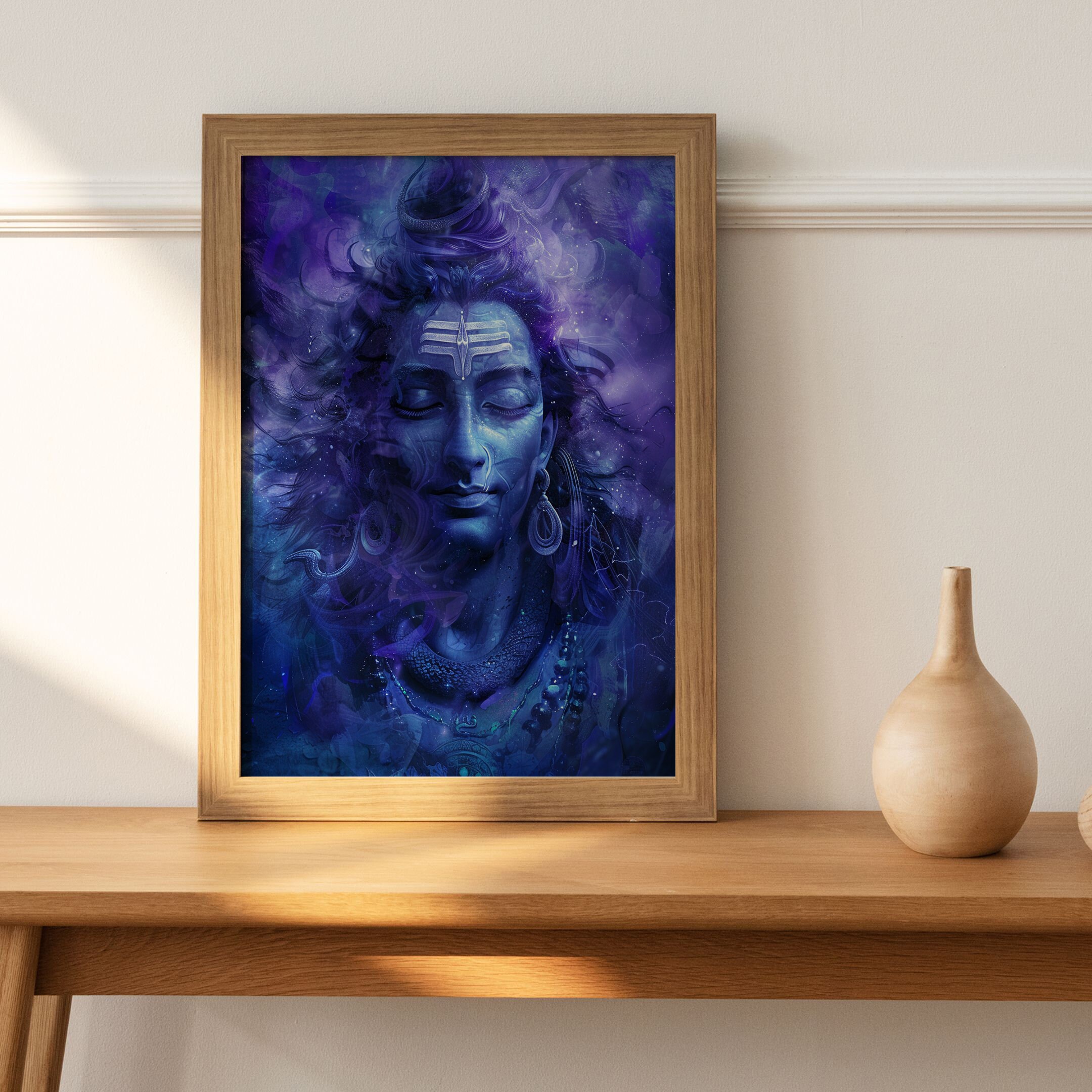 Meditating Hindu Lord Shiva Poster, Tranquil Deity Digital Artwork ...