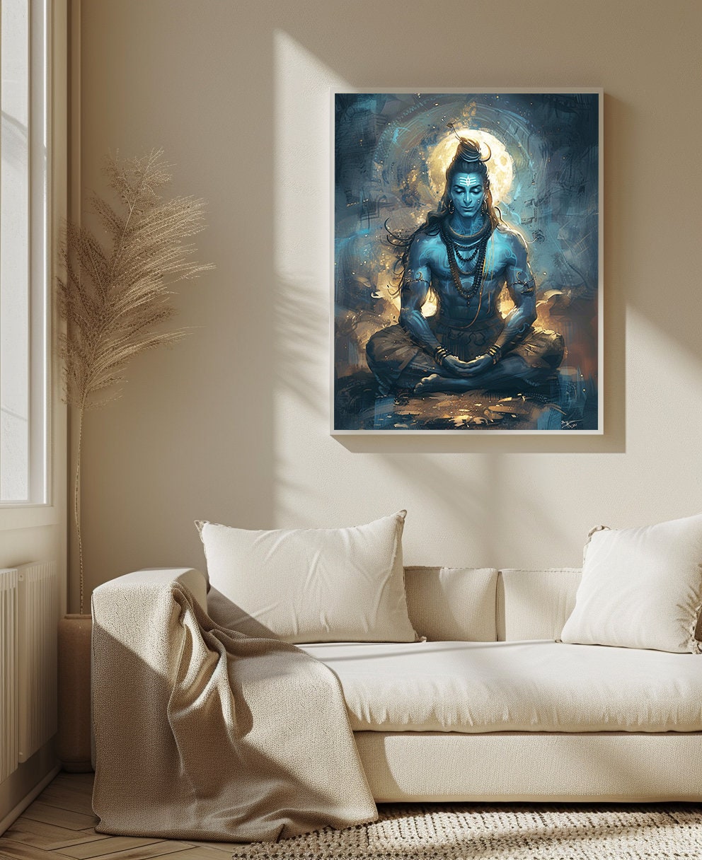 Printable Mahadev Art, Mahadev Wall Art, Shiva Wall Decor, Shiva Wall ...