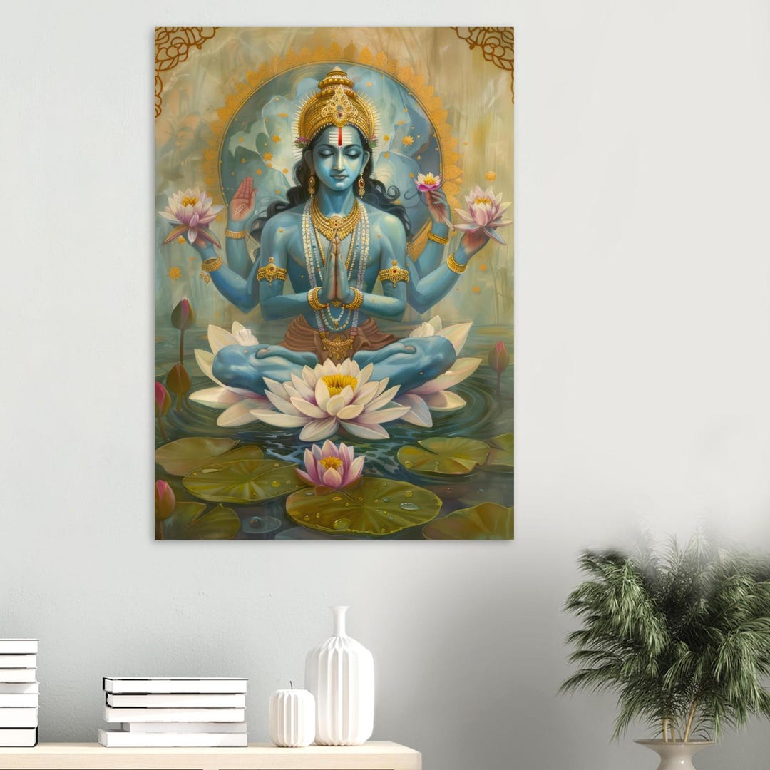 Hindu God of Protection and Preservation Vishnu Matte Poster, Hindu God ...