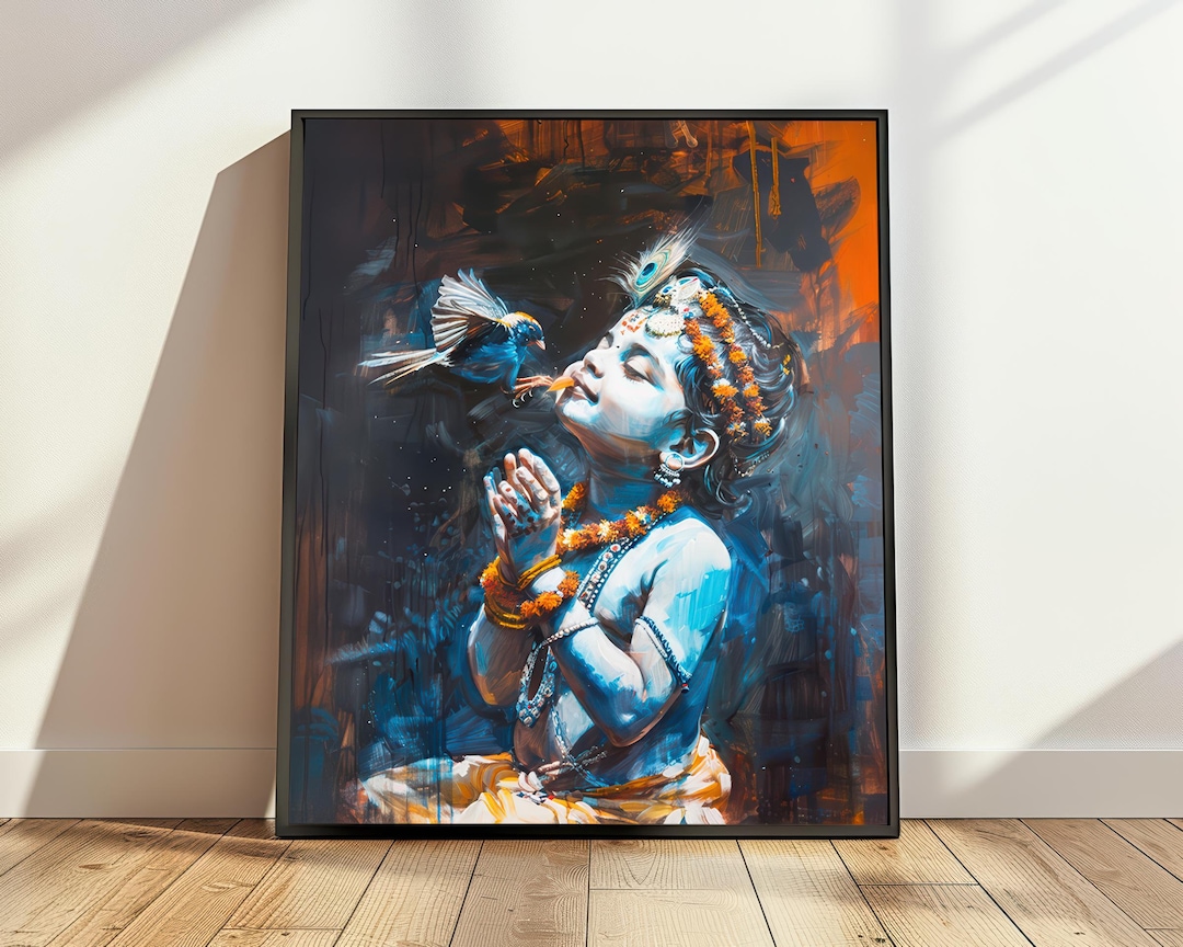 Printable Krishna Poster, Krishna Art, Hindu Art, Hindu Decor, Digital ...
