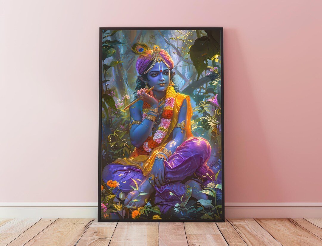 Printable Krishna Art, Krsna Lavender Forest Dream Art,meditation Art ...