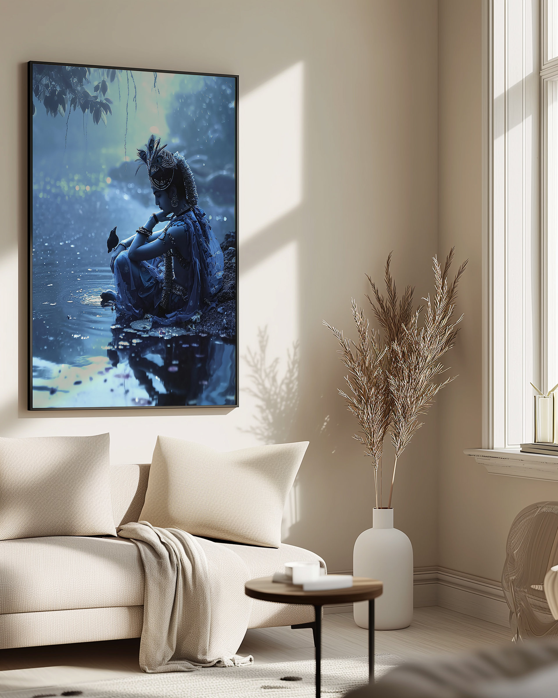 Krishna Meditating Poster, Hindu Art Print, Indian Art, Hindu Gift ...