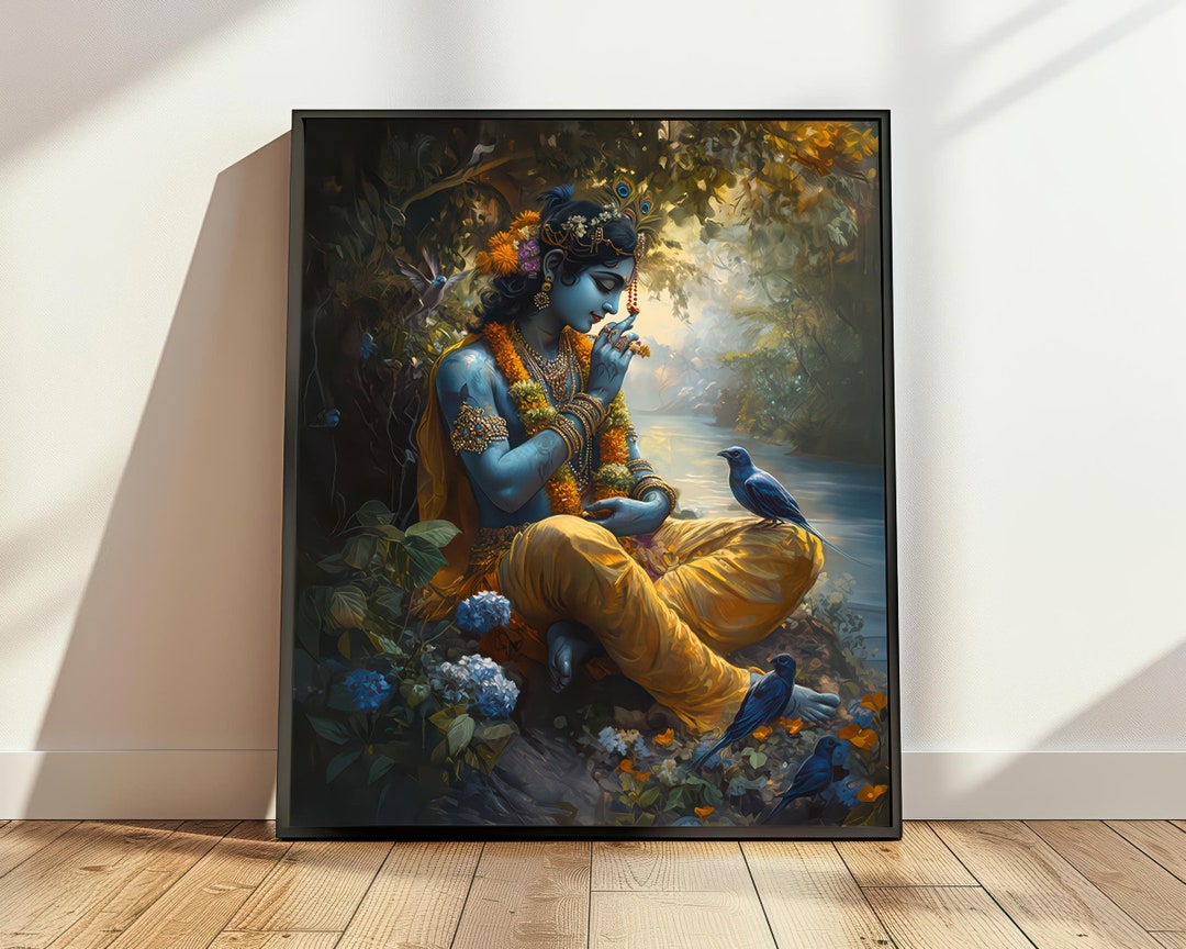 Printable Young Krishna Poster, Lord Krishna Art, Hindu Art, Spiritual ...