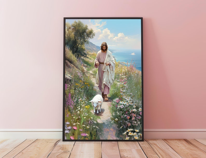 Jesus Christ Good Shepherd Poster Print, Jesus Christ Oil Painting ...