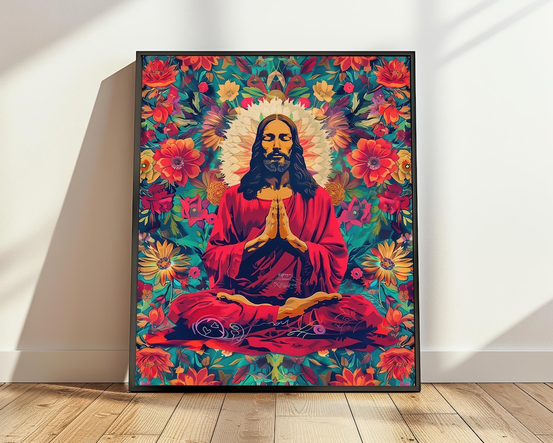 Printable Jesus Meditating Poster, Psychedelic Jesus Art, Christ ...