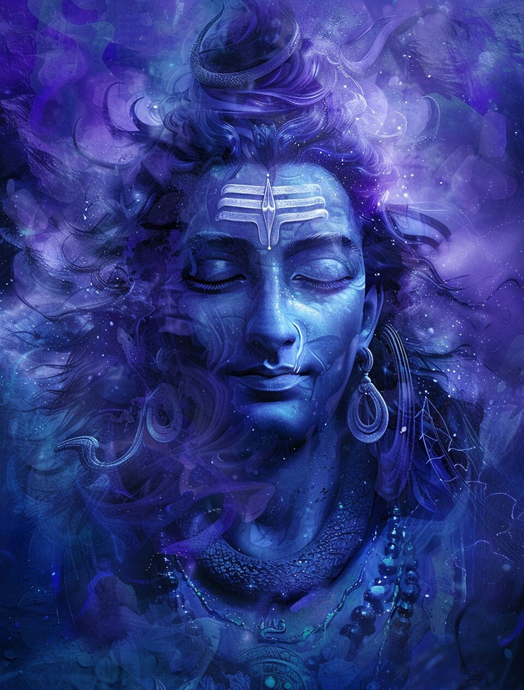 Meditating Hindu Lord Shiva Poster, Tranquil Deity Digital Artwork ...