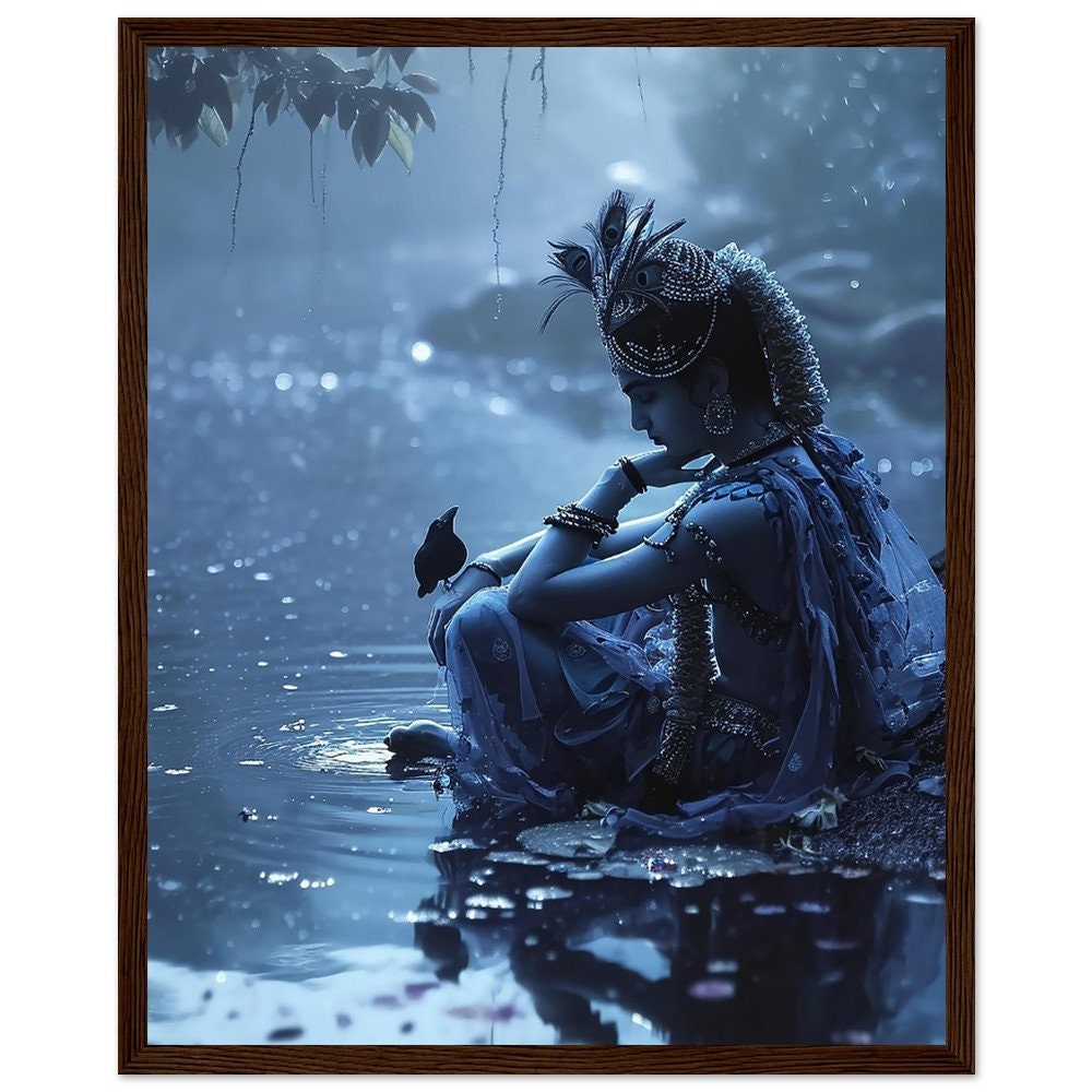 Krishna Meditating Poster, Hindu Art Print, Indian Art, Hindu Gift ...