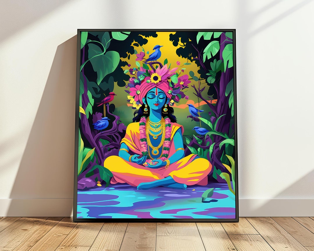 Printable Krishna Psychedelic Art, Krishna Neon Art, Trippy Hindu God ...