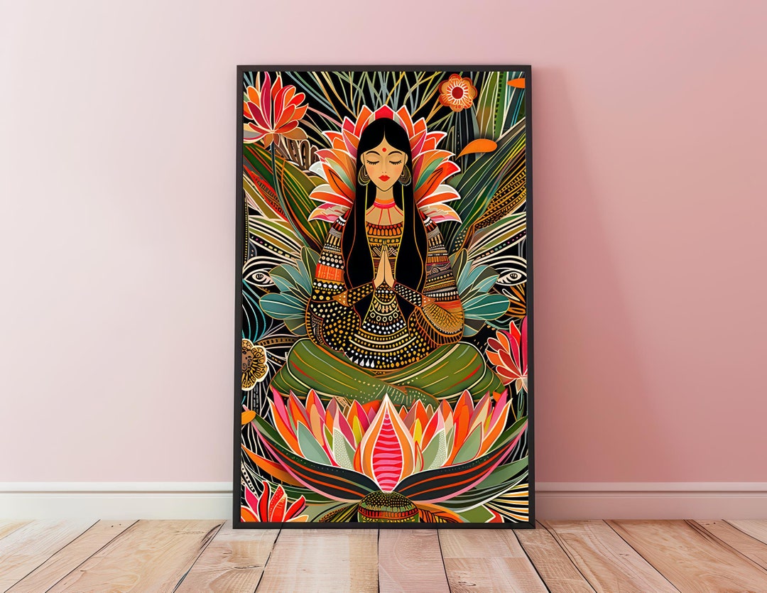 Goddess Lakshmi Psychedelic Floral Art, Trippy Goddess Laxmi Art ...