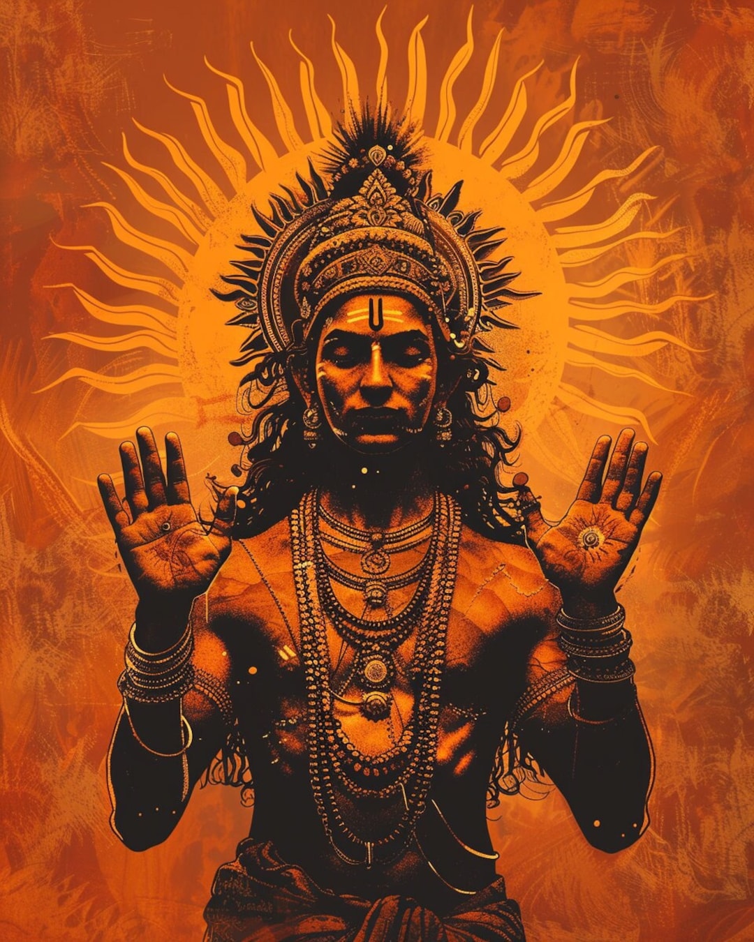 Indian Sun God Art Radiant Digital Design, Mythological Decor for ...