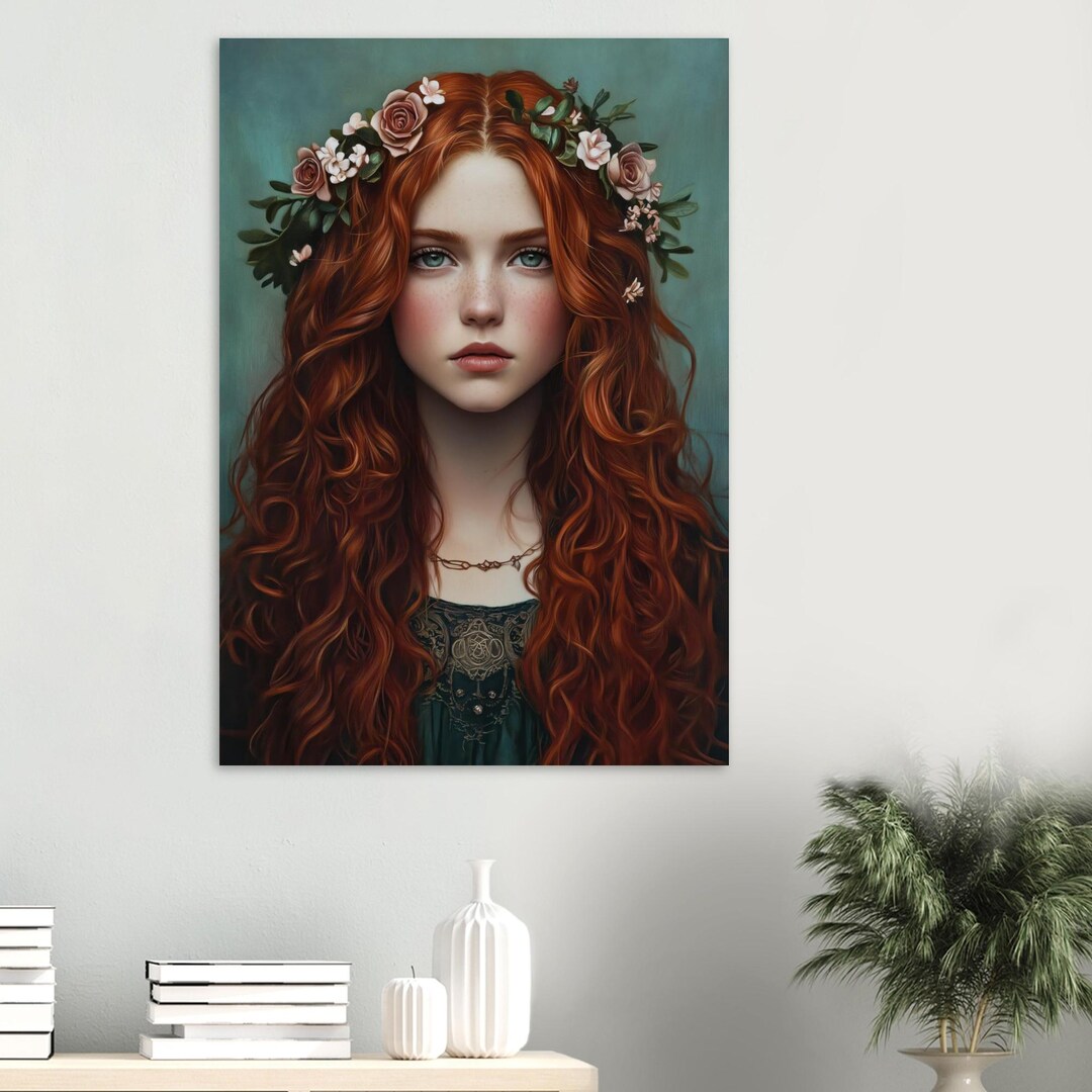 Celtic Goddess Brigid Art Print Poster, Floral Goddess Fantasy Wall Art ...