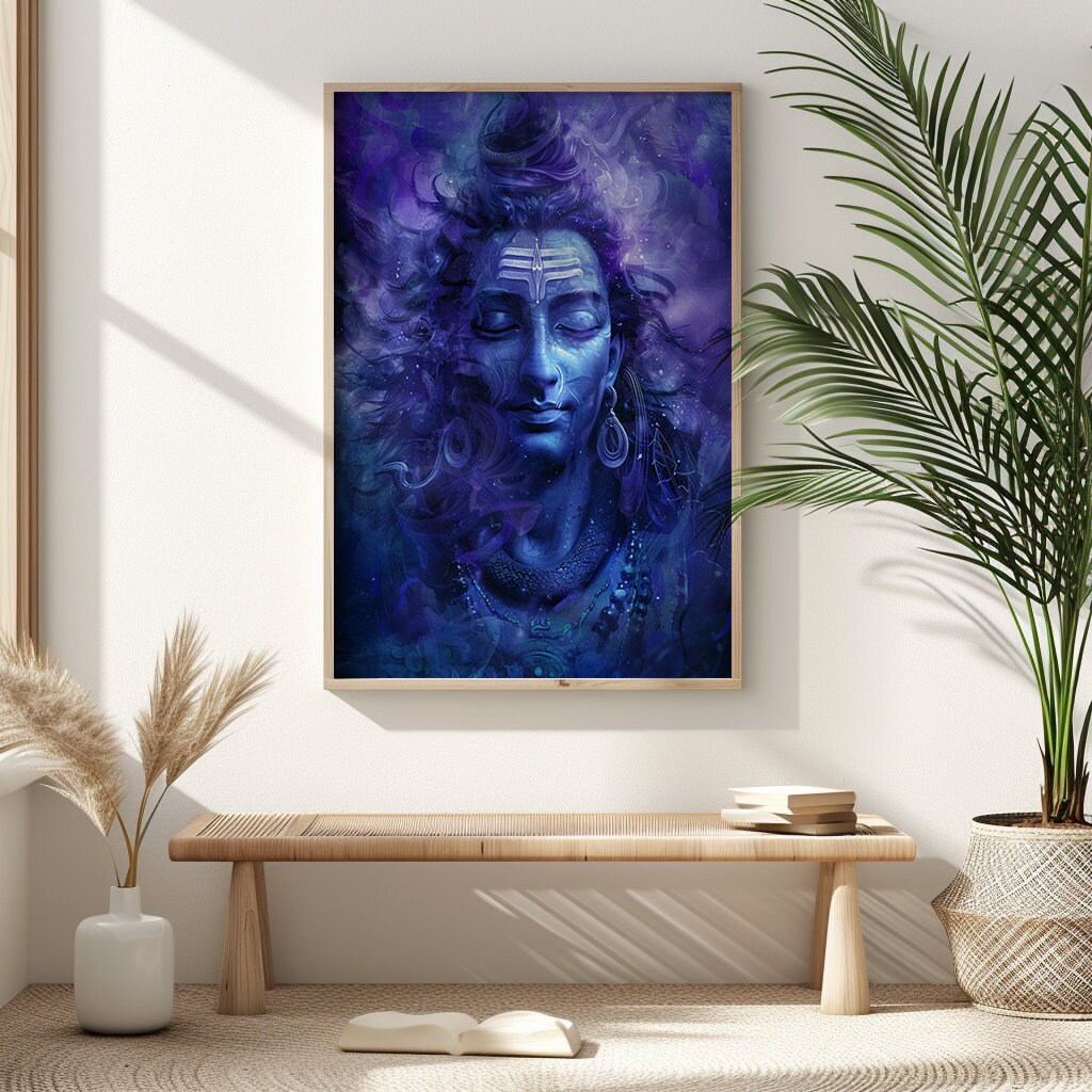 Meditating Hindu Lord Shiva Poster, Tranquil Deity Digital Artwork ...