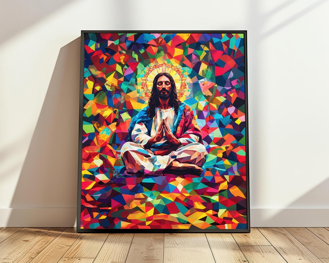 Psychedelic Jesus Christ Art Print: Trippy Meditating Jesus (digital ...