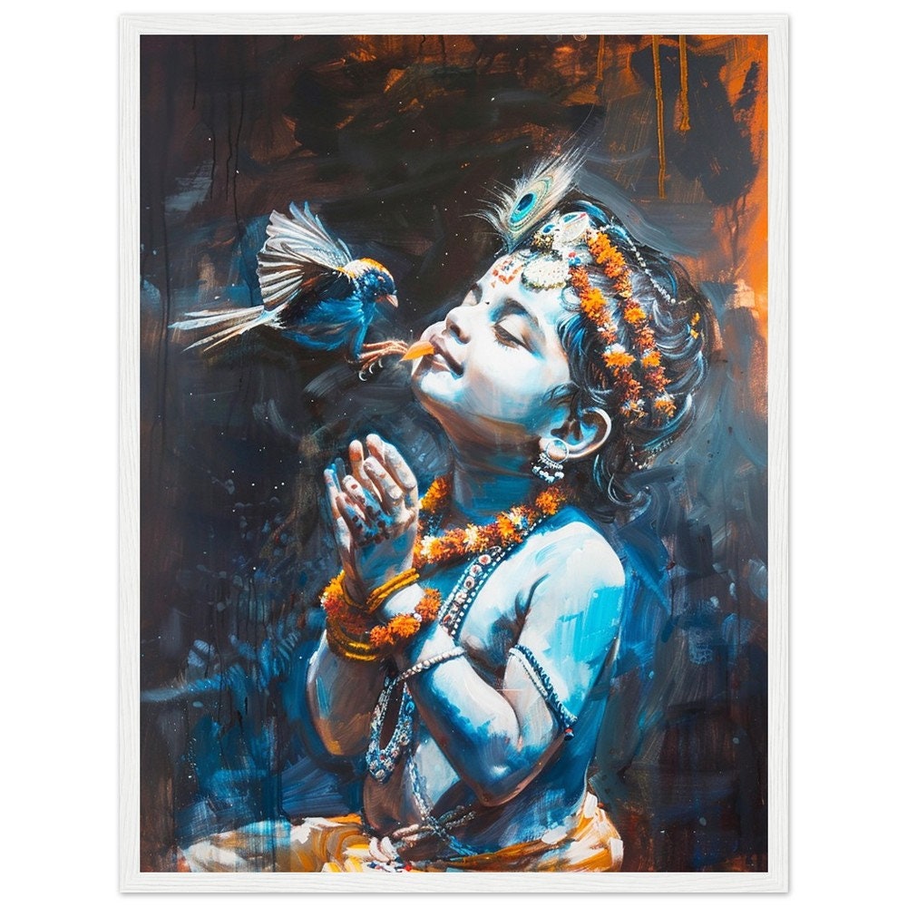 Child Krishna Print, Hindu Print, Hinduism, Religious, Wall Art, Indian ...