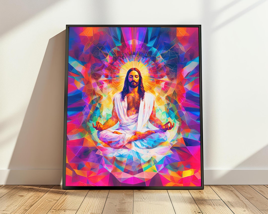 Psychedelic Jesus in Meditation Printable Poster, Trippy Jesus, Jesus ...