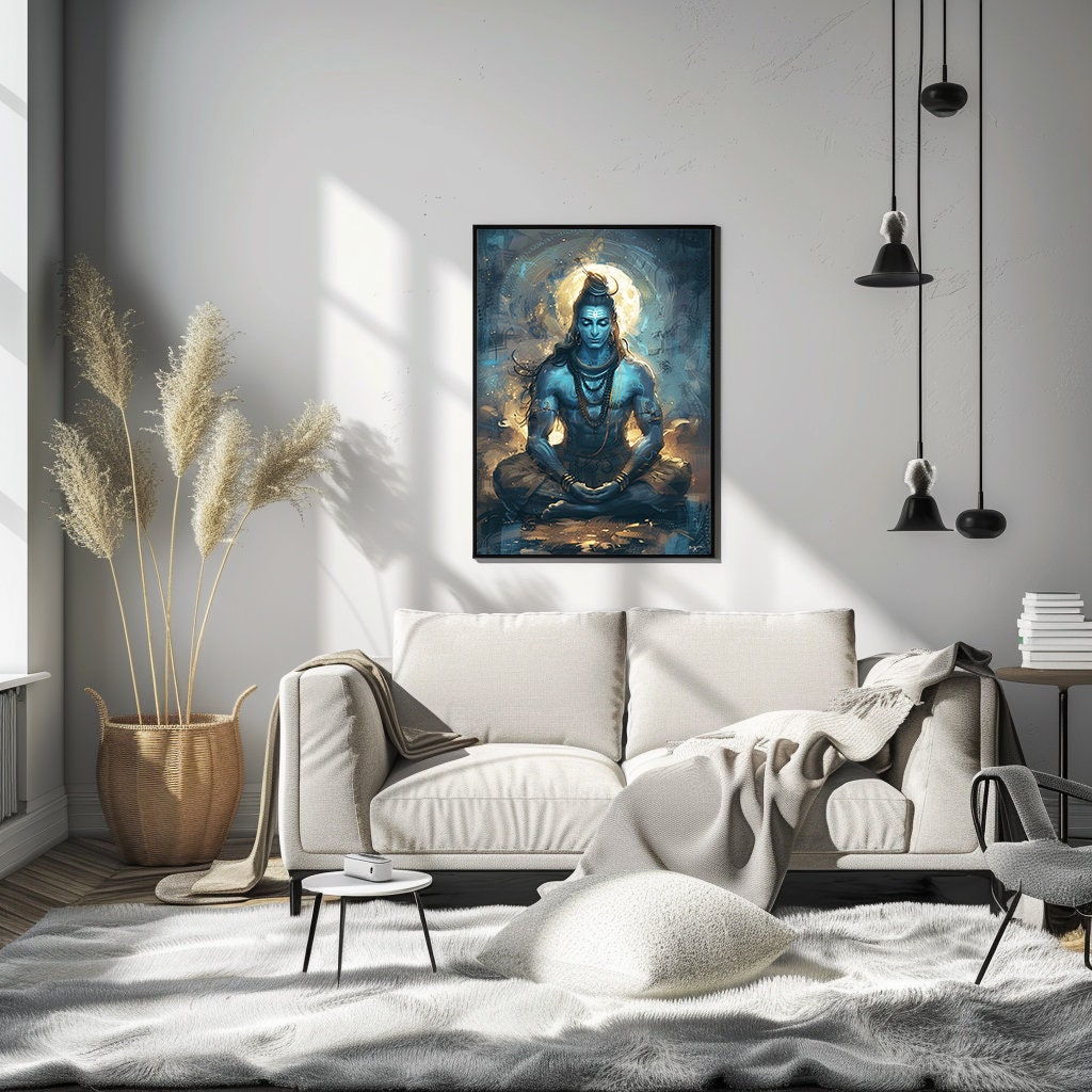 Printable Mahadev Art, Mahadev Wall Art, Shiva Wall Decor, Shiva Wall ...