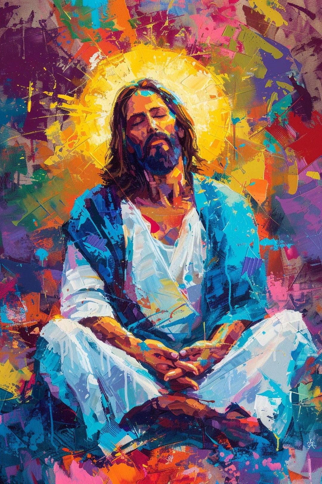 Meditate Jesus Meditation Room Decor Jesus Portrait Art Christian Art ...
