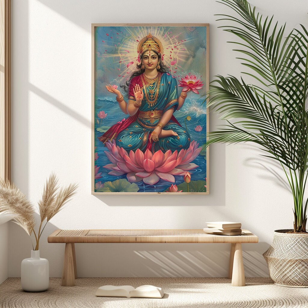 Printable Goddess Laxmi Art, Hindu Home Decor, Hindu Wall Art, Hindu ...