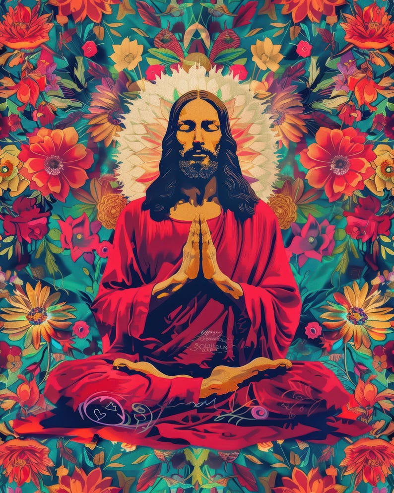Printable Jesus Meditating Poster, Psychedelic Jesus Art, Christ ...