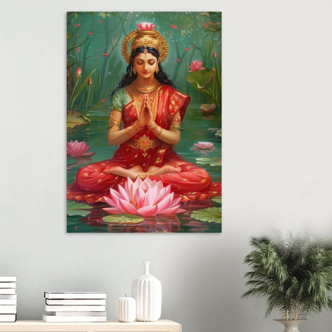 Hindu Goddess of Wealth and Prosperity Laxmi Matte Poster, Lakshmi Art ...