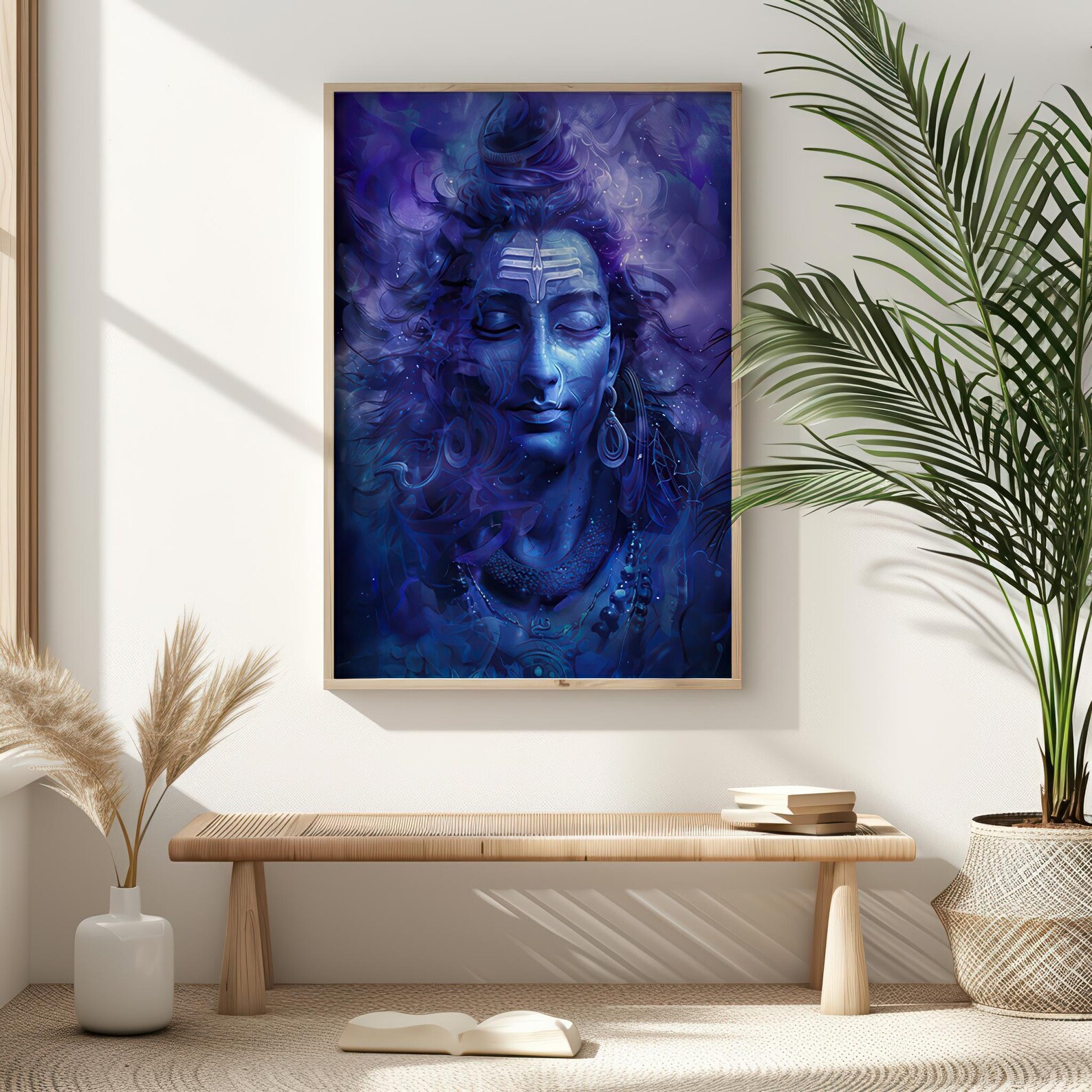 Meditating Hindu Lord Shiva Poster, Tranquil Deity Digital Artwork ...