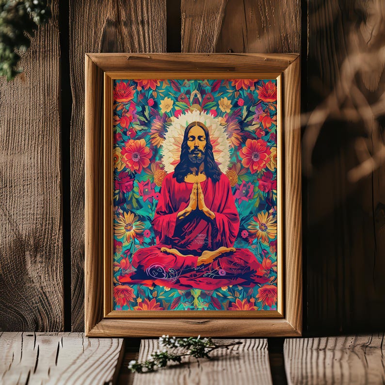 Printable Jesus Meditating Poster, Psychedelic Jesus Art, Christ ...