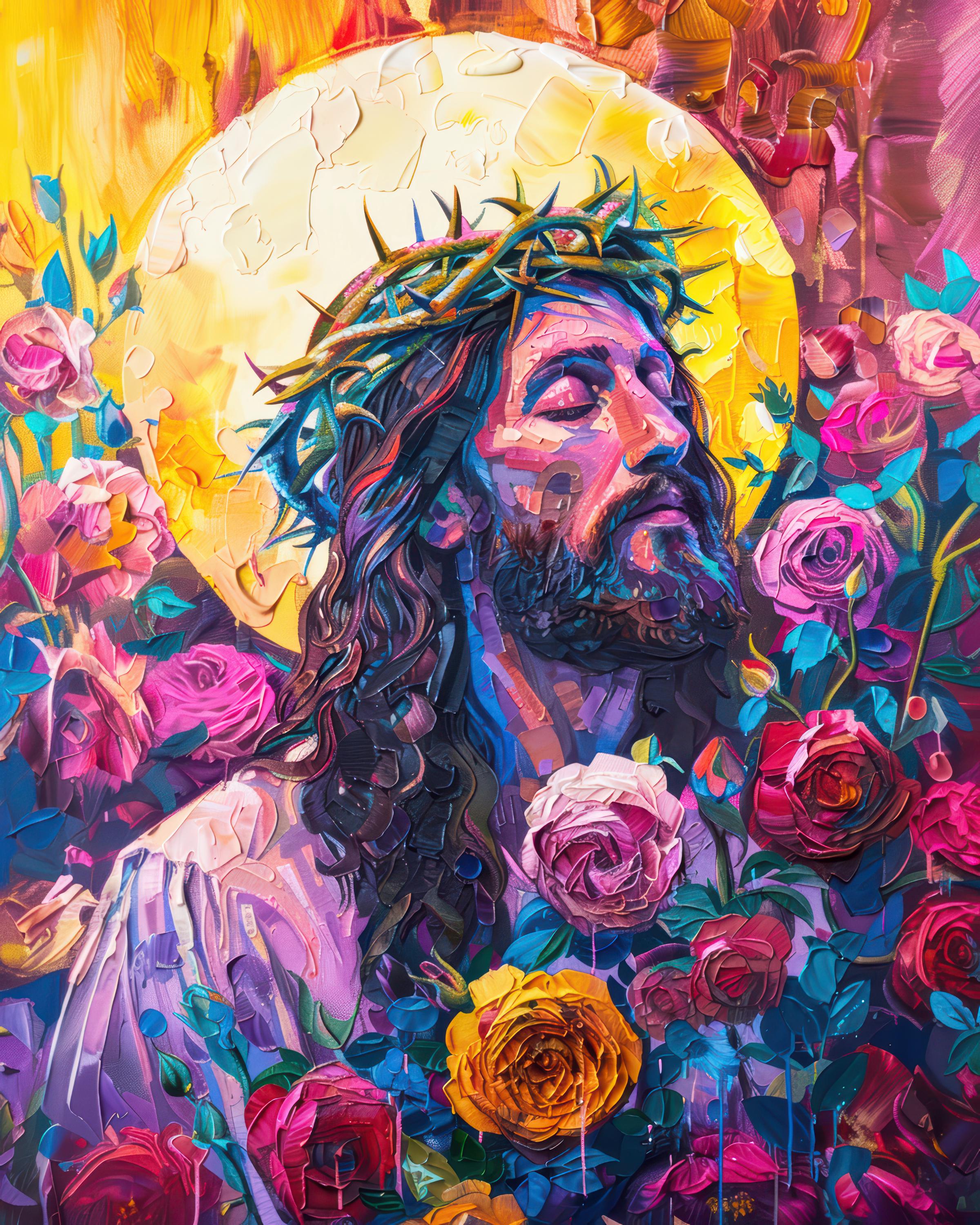 Jesus With Roses Printable, Rosary Home Decor, Jesus Poster, Jesus ...