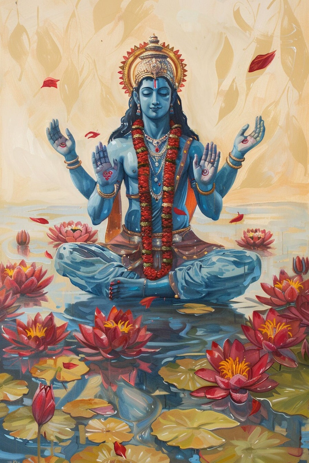 Printable Lord Vishnu Digital Art, Indian Art, Spirtual Gifts ...