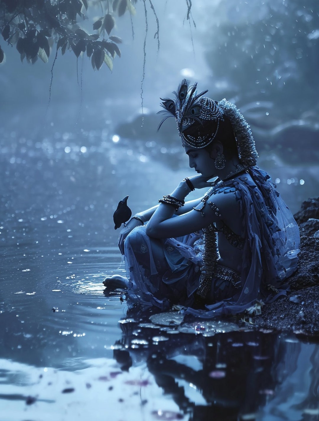 Lord Krishna in Deep Meditation, Lord Krishna Art, Meditation Art ...
