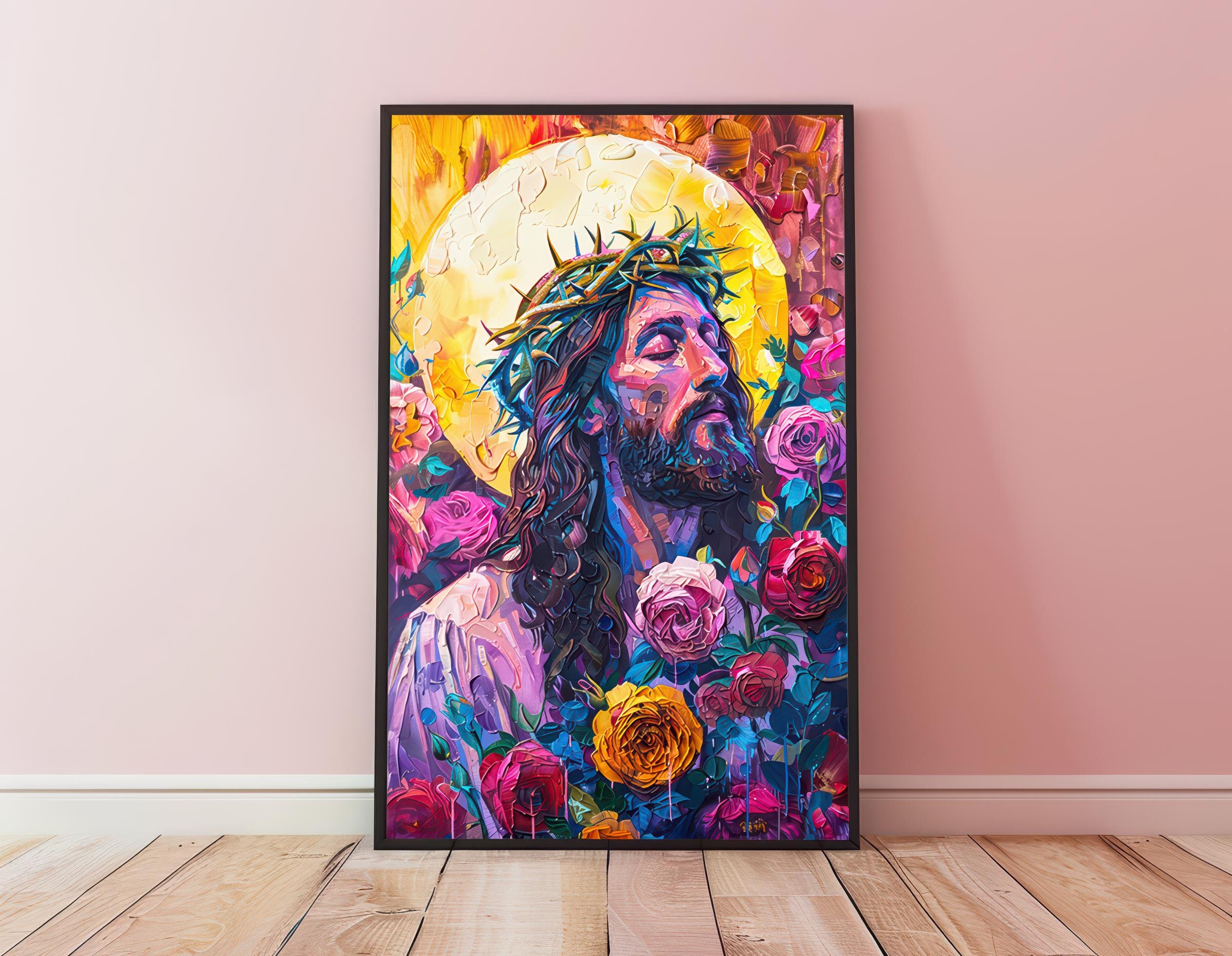 Colorful Jesus Art Print, Spiritual Gift, Religious Home Decor, Jesus ...