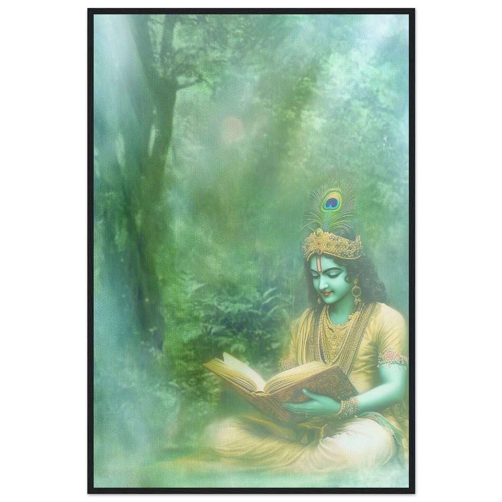 Lord Krishna With Bhagavad Gita Art Print, Krishna Painting, Hindu Gift ...