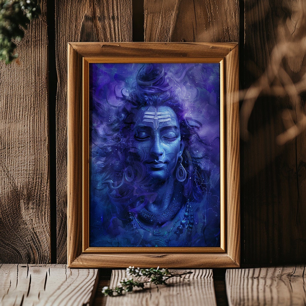 Meditating Hindu Lord Shiva Poster, Tranquil Deity Digital Artwork ...
