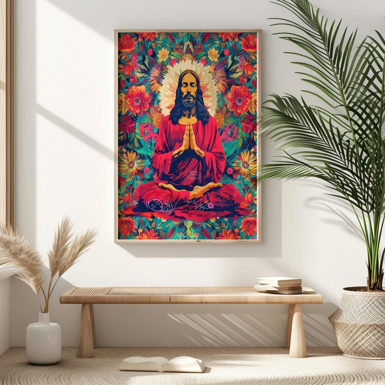 Printable Jesus Meditating Poster, Psychedelic Jesus Art, Christ ...