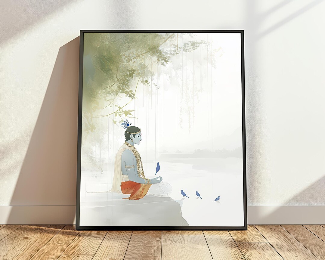 Printable Krishna Minimalist Art, Hindu Minimalist Art, Krishna Minimal ...