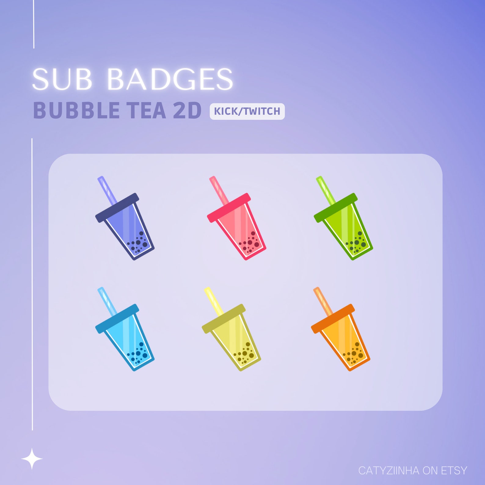 BUBBLE TEA 2D BADGES Kick/twitch P2U All Sizes Streamer, Vtuber - Etsy
