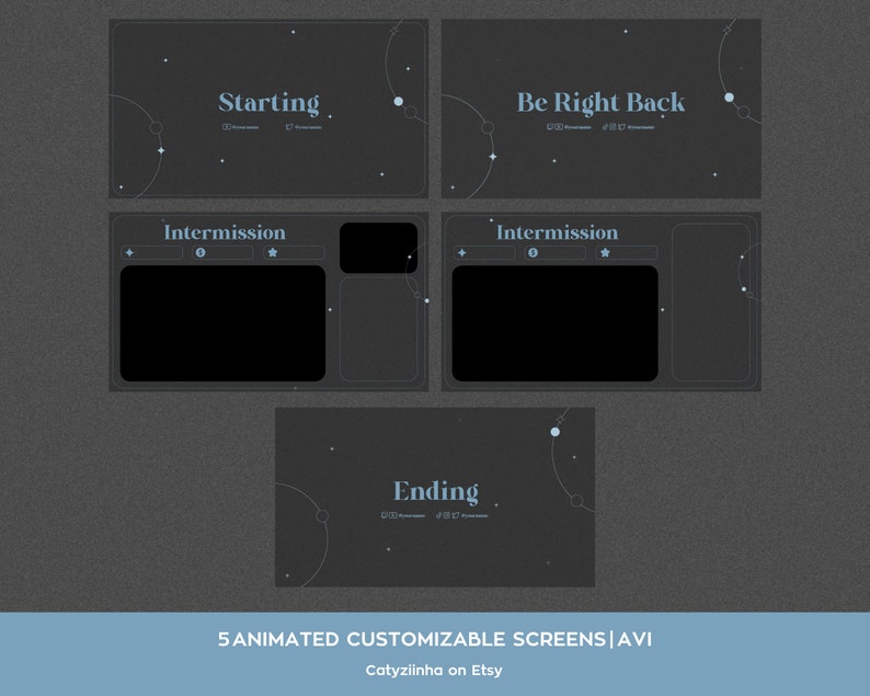 Customizable | Nightmode Celestial Animated Stream Overlay Package for ...