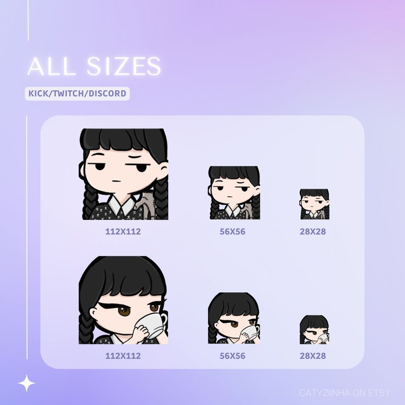 WEDNESDAY EMOTES Kick/twitch//discord P2U All Sizes Streamer, Vtuber - Etsy