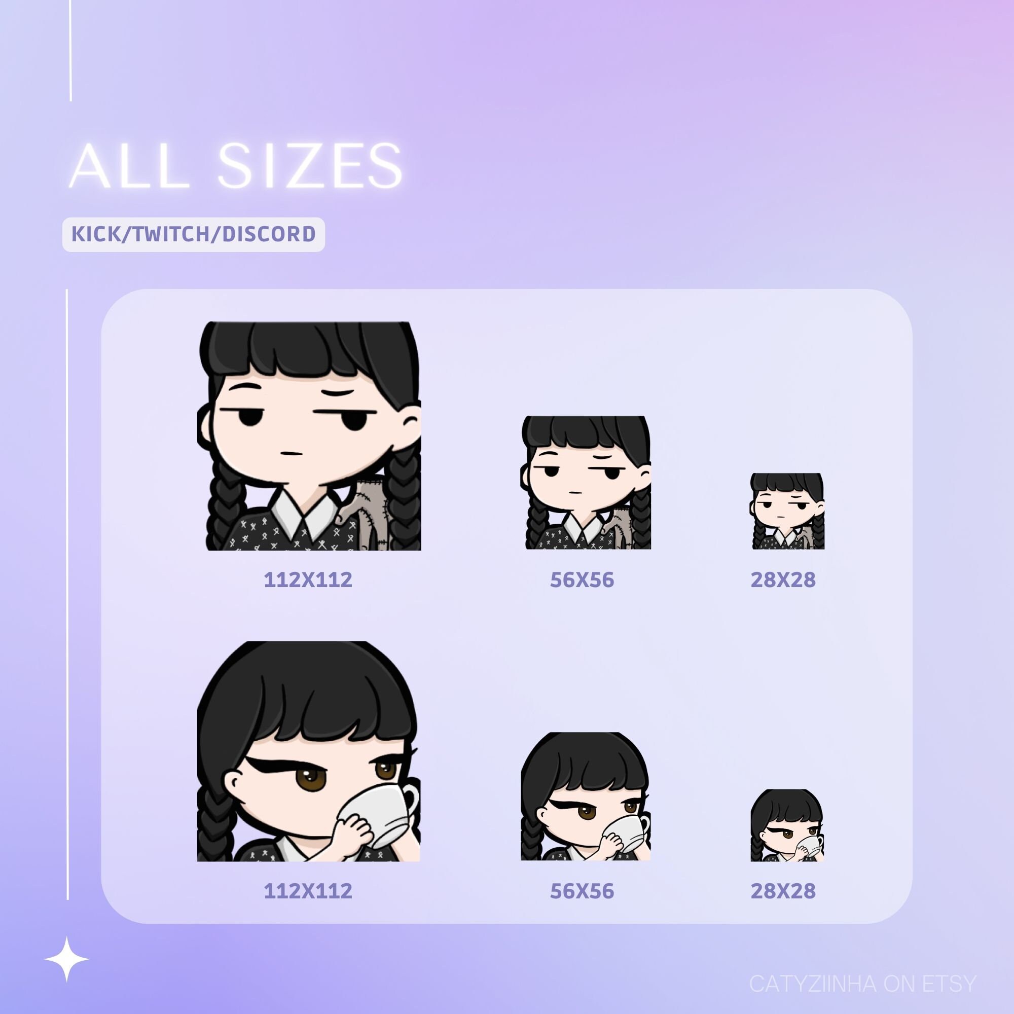 WEDNESDAY EMOTES Kick/twitch//discord P2U All Sizes Streamer, Vtuber - Etsy