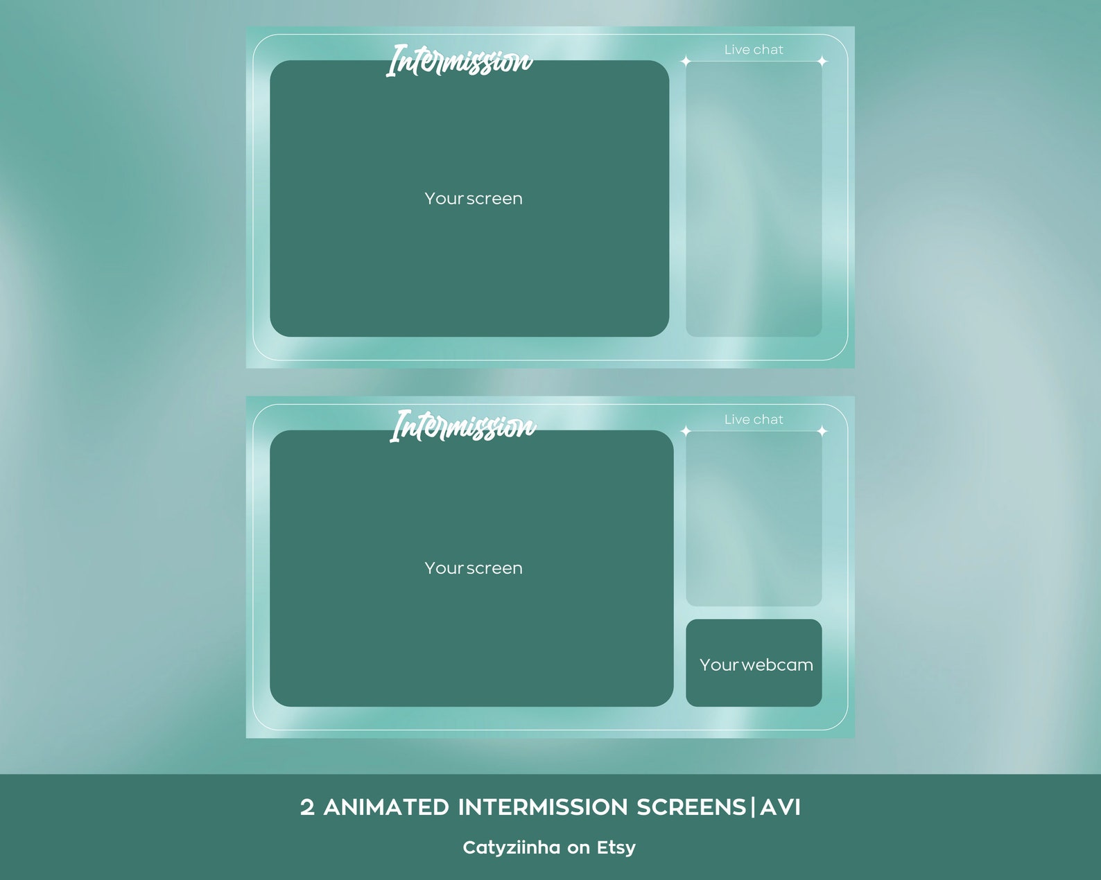 AQUA Animated Stream Overlay Package for Twitch | Aesthetic Cute ...
