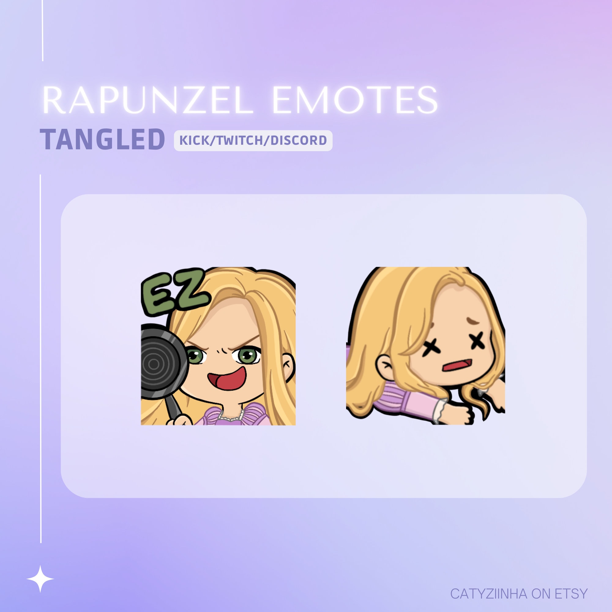 RAPUNZEL EMOTES » Kick/twitch/discord | Tangled Theme | All Sizes | P2U ...