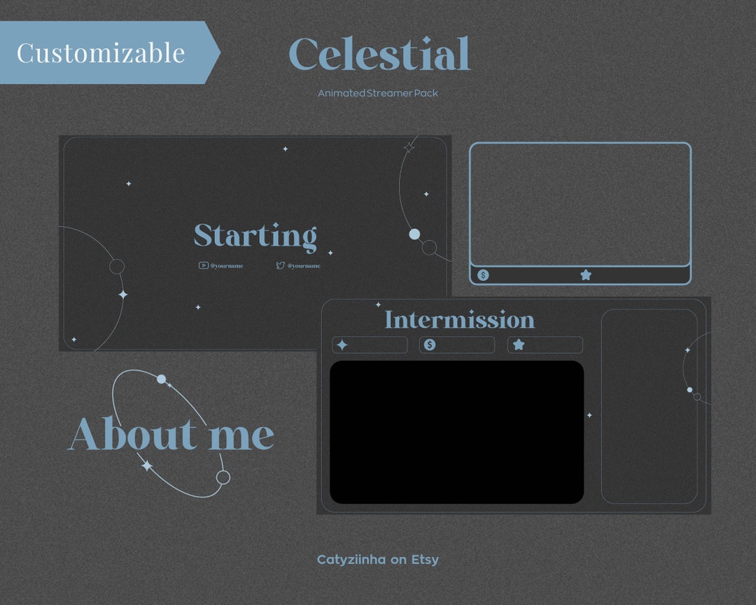 Customizable | Nightmode Celestial Animated Stream Overlay Package for ...