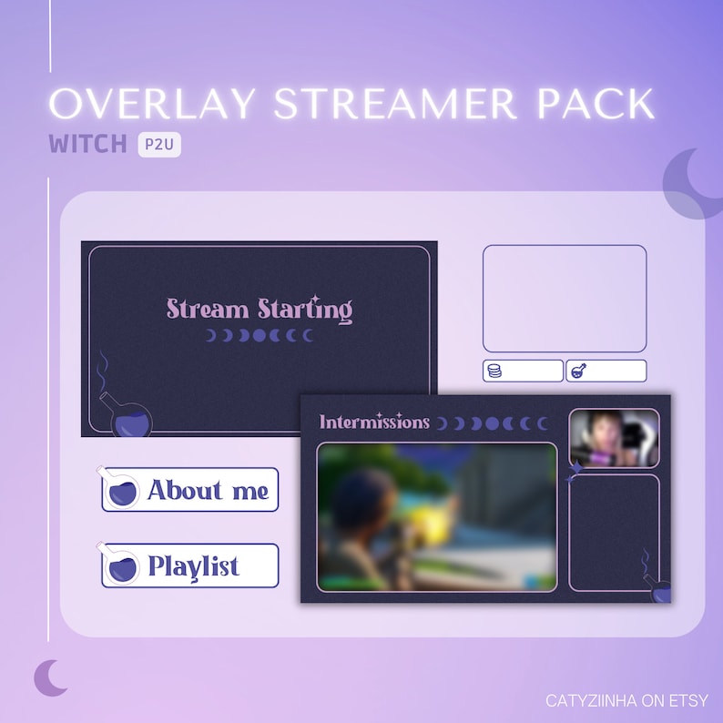 WITCH Stream Overlay Pack P2U » Twitch/kick/yt | Aesthetic, Cute ...