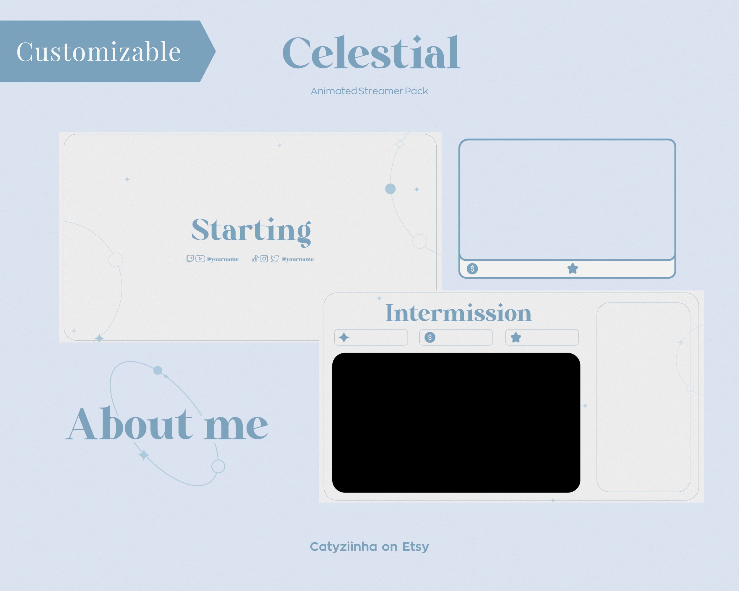 Customizable Celestial Animated Stream Overlay Package for Twitch ...