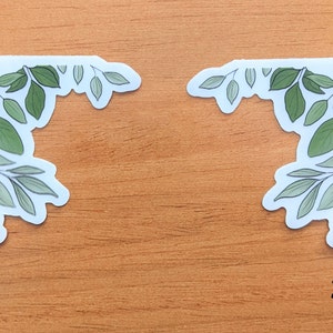 Green Leaves Corner Border Clear Sticker, 2"x2" - Etsy