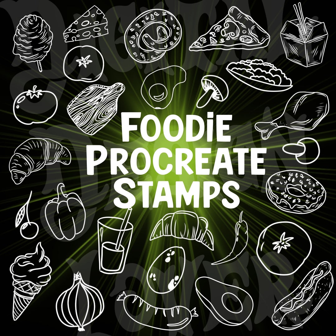 Foodie, Food Stamps, Food Doodle, Digital Stamps, Stamps for Procreate ...