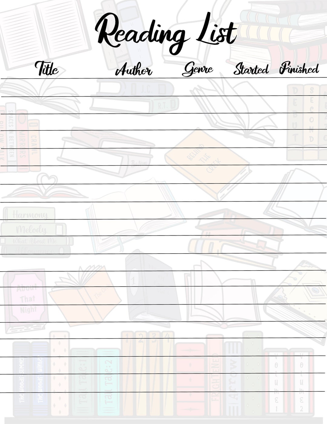 Book Reading List, Book Journal, Book TBR List, Reading List, Reading ...