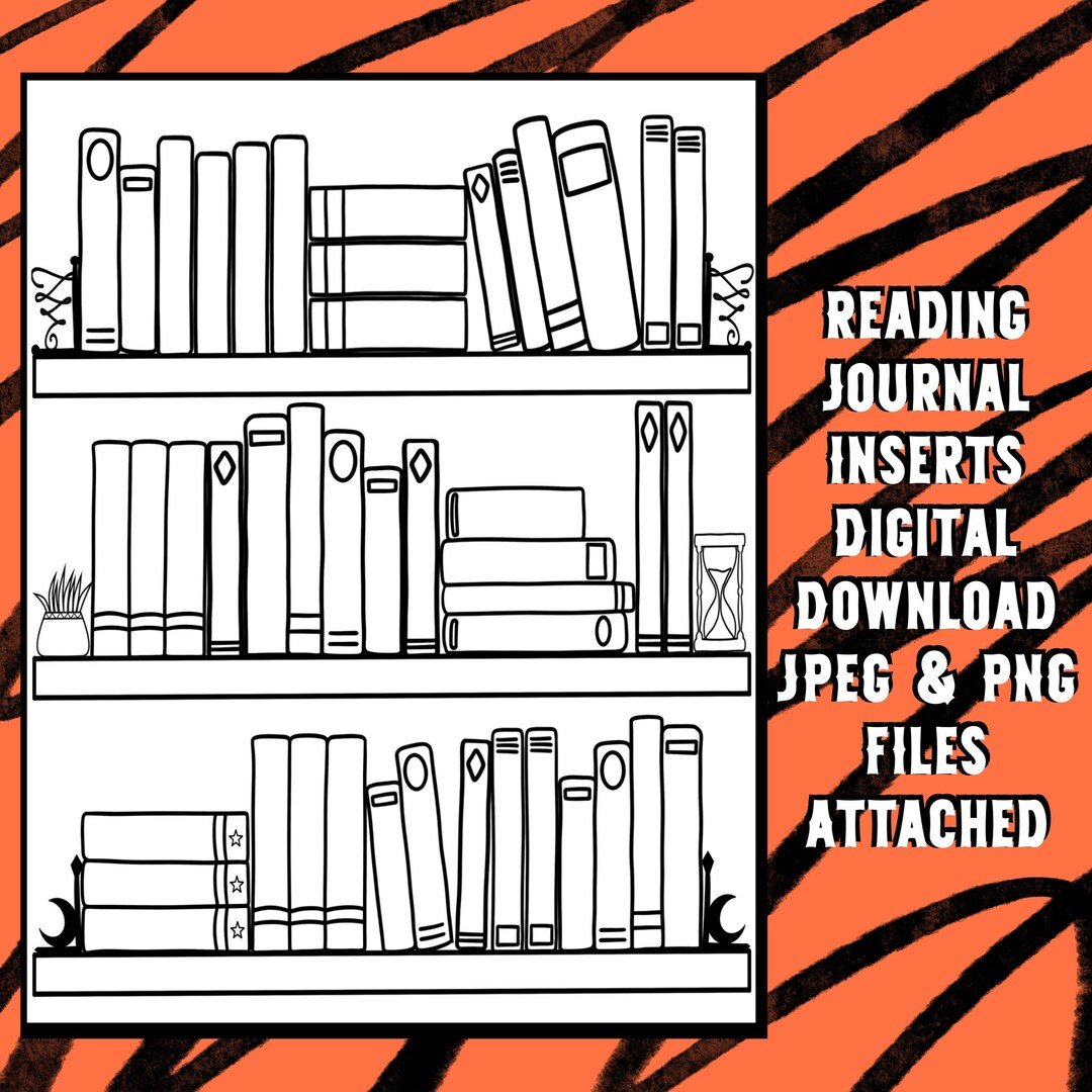 Bookshelf, Printable Bookshelf, Booktok Drawing, Reading Journal Insert ...