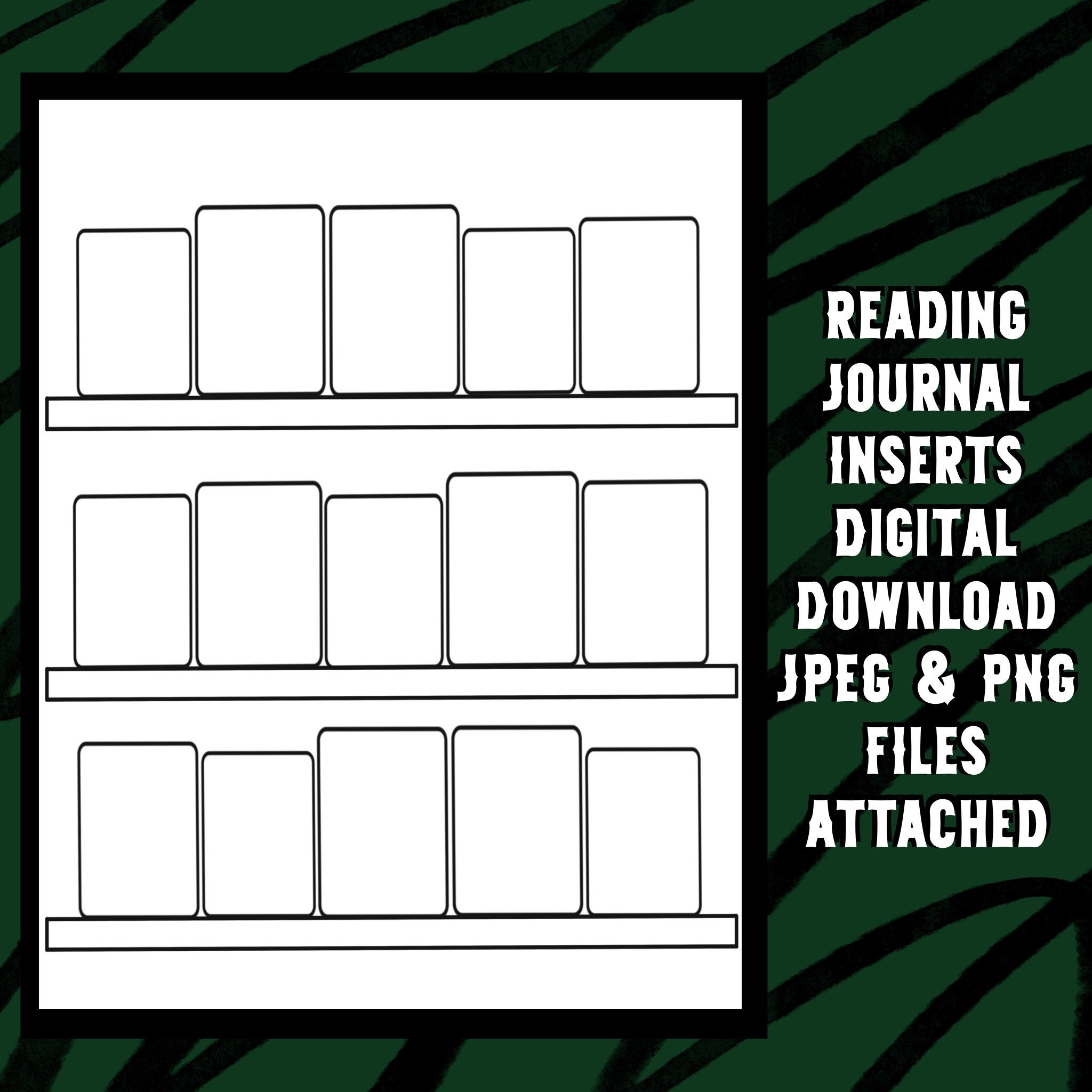 Reading Journal Insert, Book Cover Library, Printable, Digital Download ...