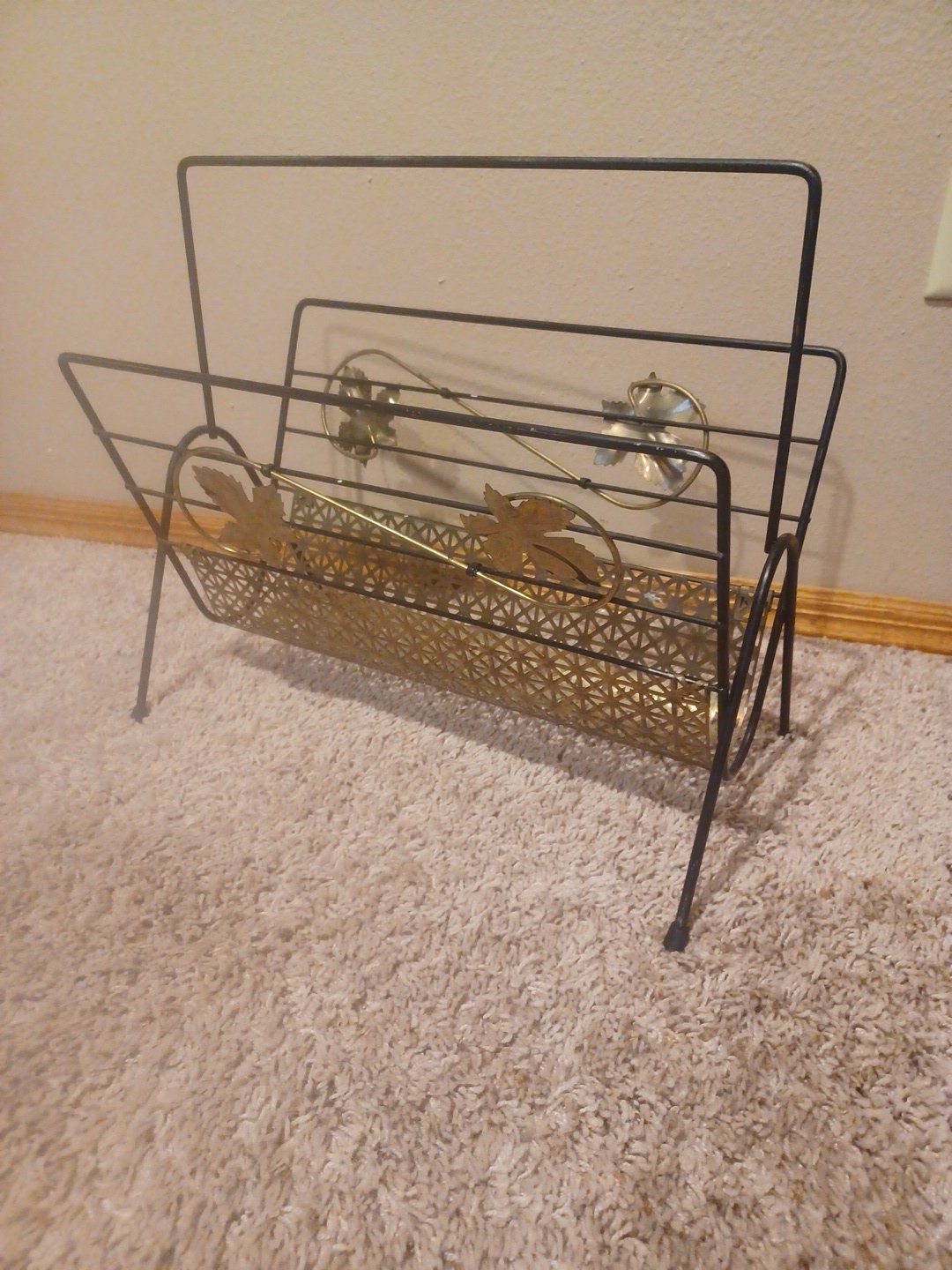 Vintage MAGAZINE RACK, Mid Century Decor, Atomic, Organizer, Metal - Etsy