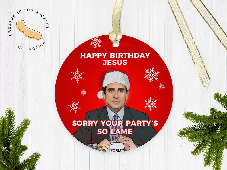 The Office Michael Scott Happy Birthday Jesus Holiday Gift Clear ...